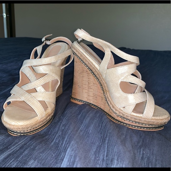 Colin Stuart | Shoes | Colin Stuart Creamtanbrown Wedges 7b | Poshmark